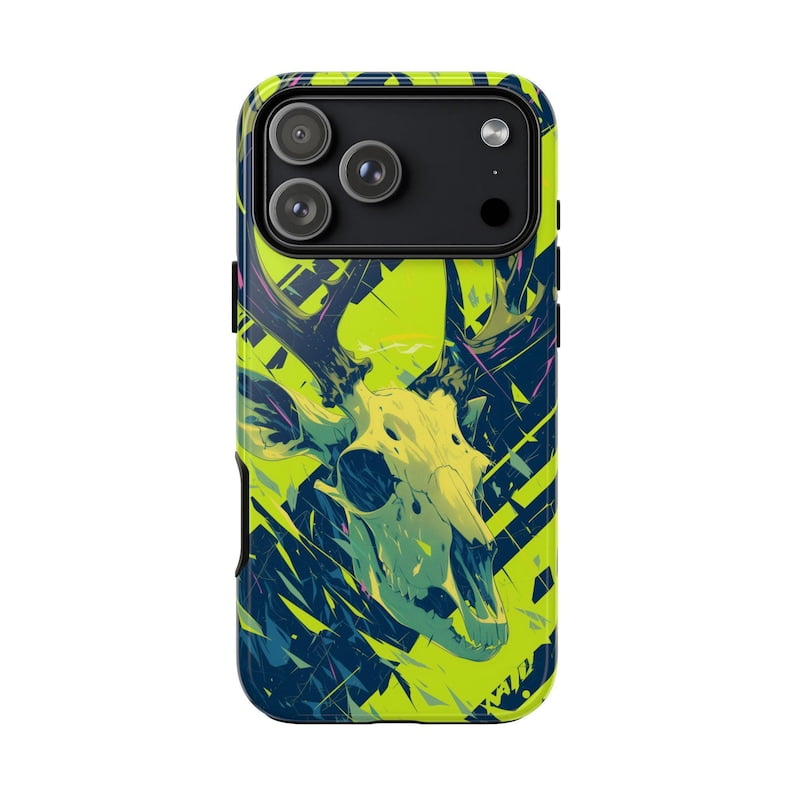 Neon Green Deer Stag with Blue Glow Surreal Abstract Phone Case with ...