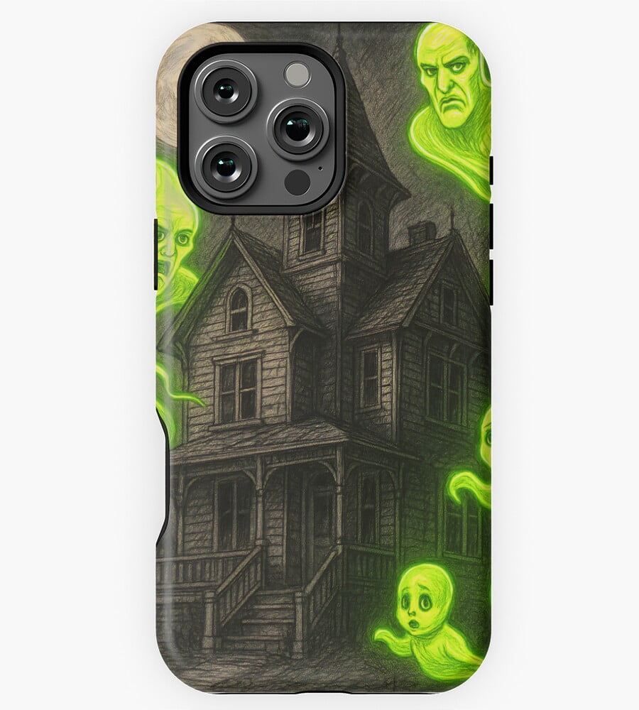 Neon Green Ghosts Haunted House GA3931 Phone Case for iPhone 11 to 17 ...