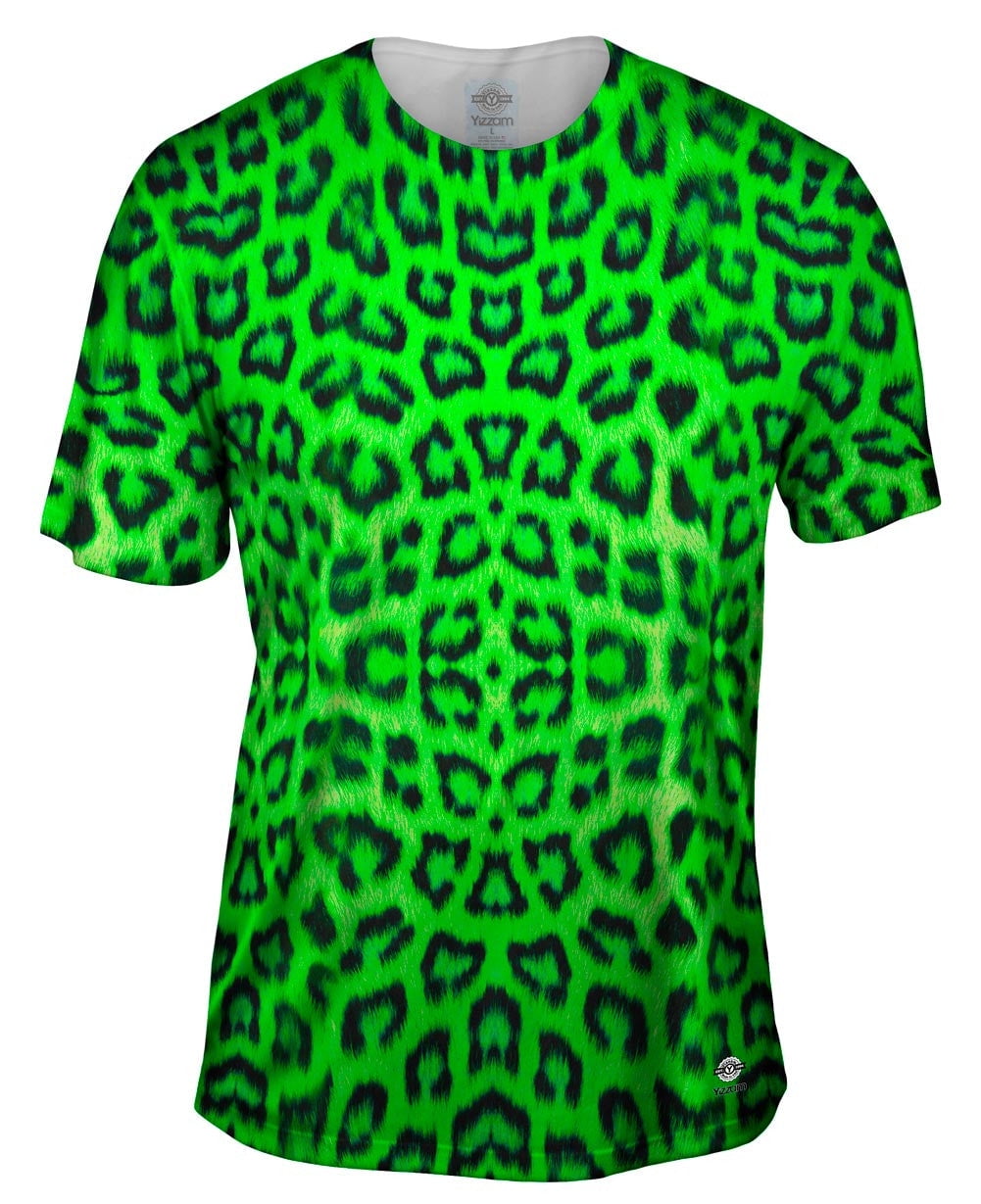 Neon Green Leopard Animal Skin Mens T-Shirt All Over Print - Walmart.com