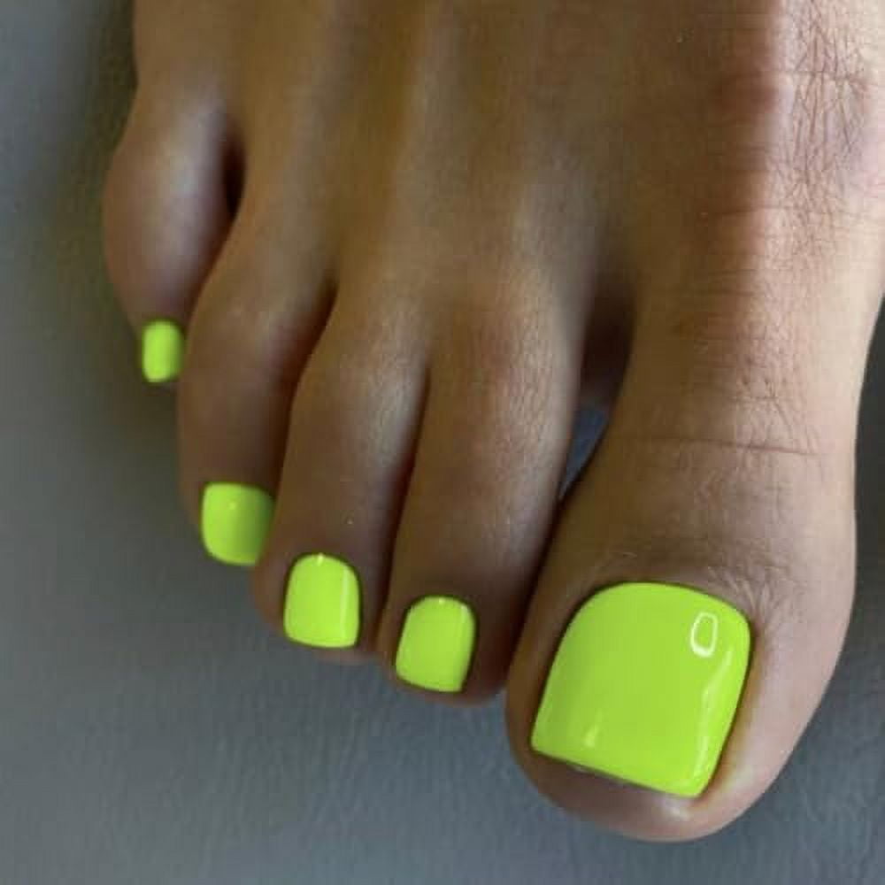 Neon Green Square Press on Toenails Short,Solid Fake Toenails Acrylic ...