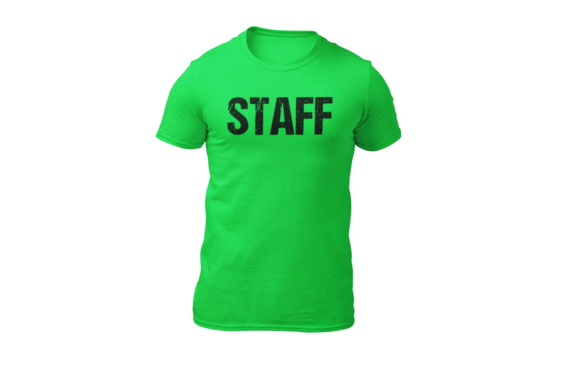 Neon Green Staff T-Shirt Front & Back Print Mens Event Shirt Tee XL ...