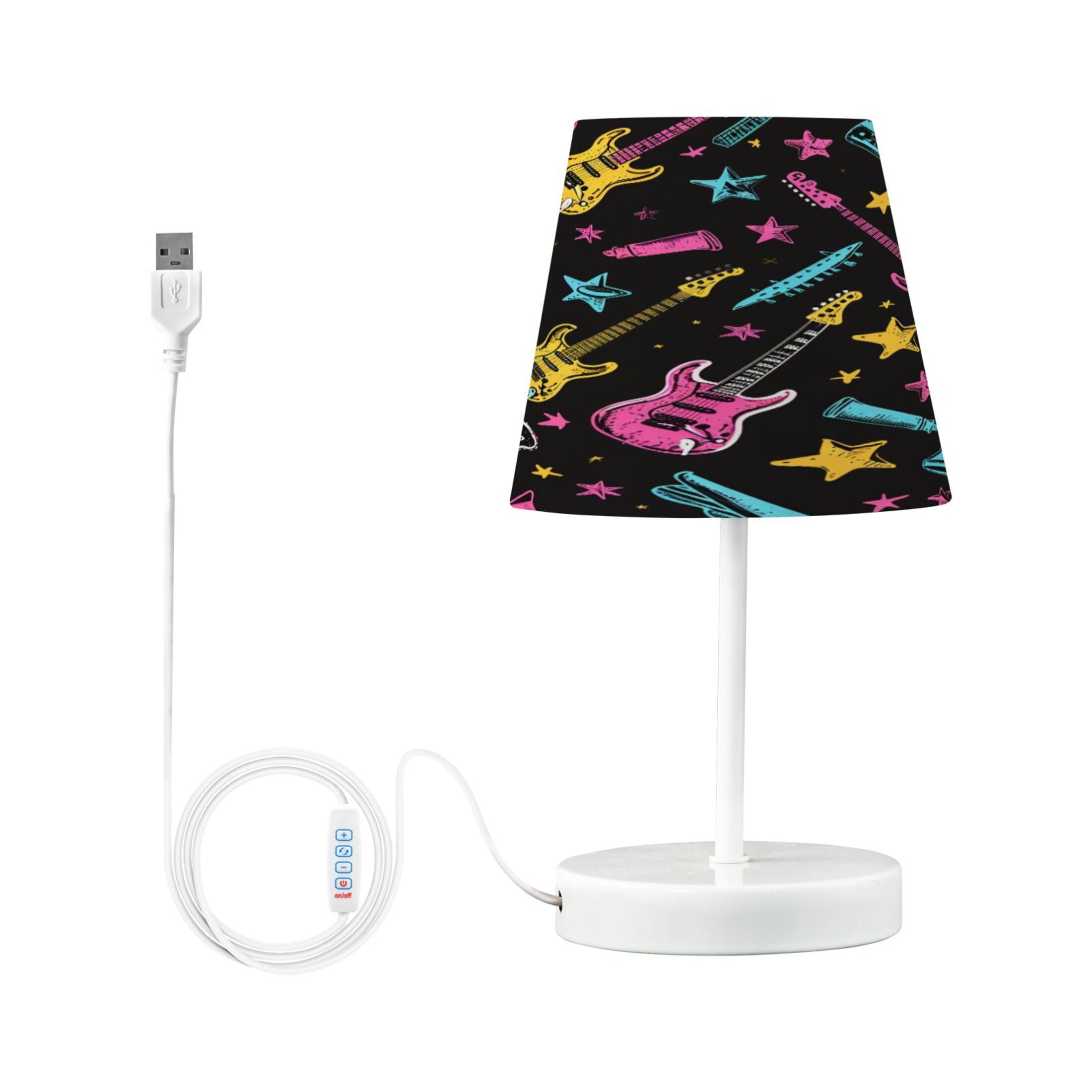 Neon Guitar Star Desk Lamp LED Table Nightstand Lamps with 3 Color ...