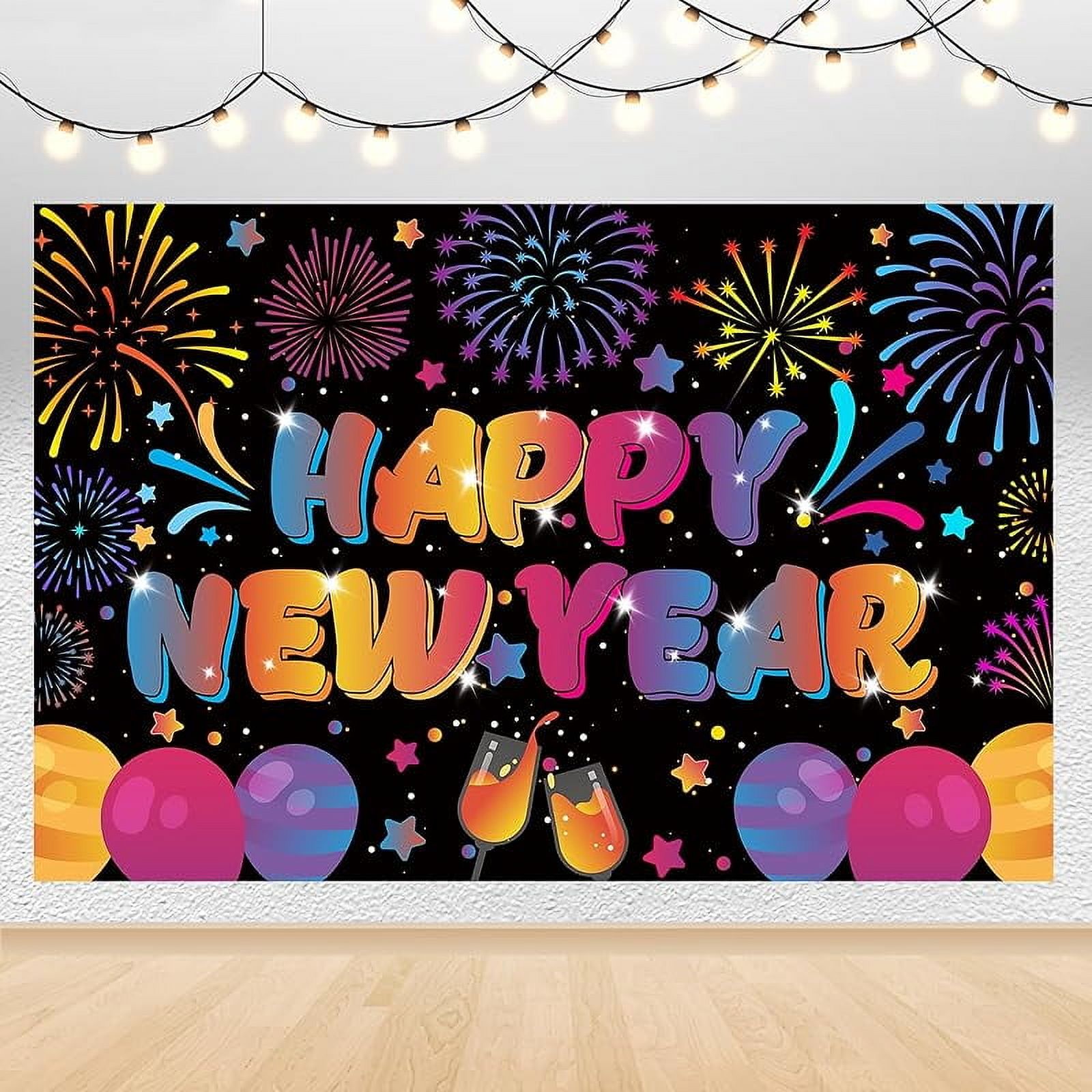 Neon Happy New Banner, 72x44 Inch, New Year Banner for Happy New Year ...