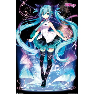 Hatsune Miku - Music Note Wall Poster with Wooden Magnetic Frame, 22. ...