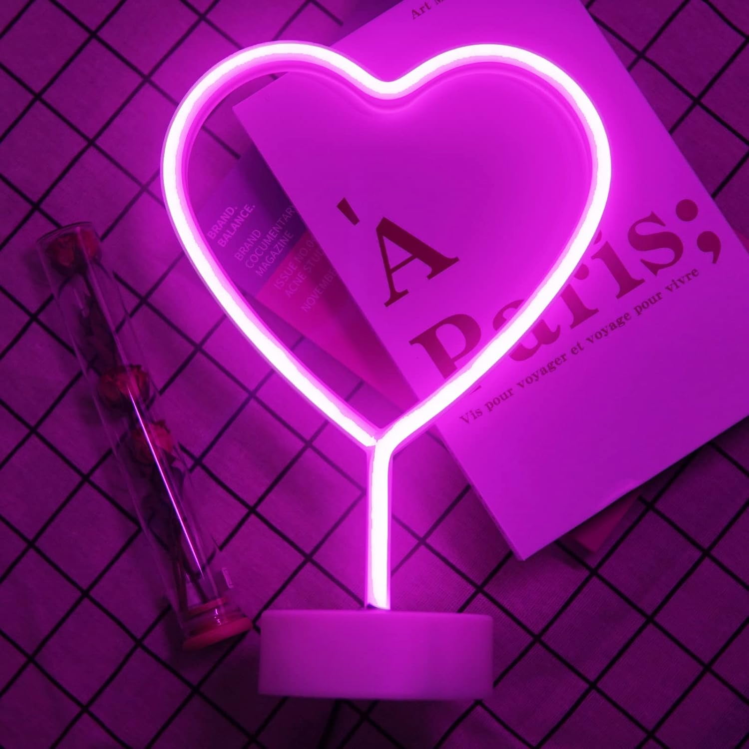 Neon Heart Light LED Neon Signs Night Light Love Decor Heart Shaped ...