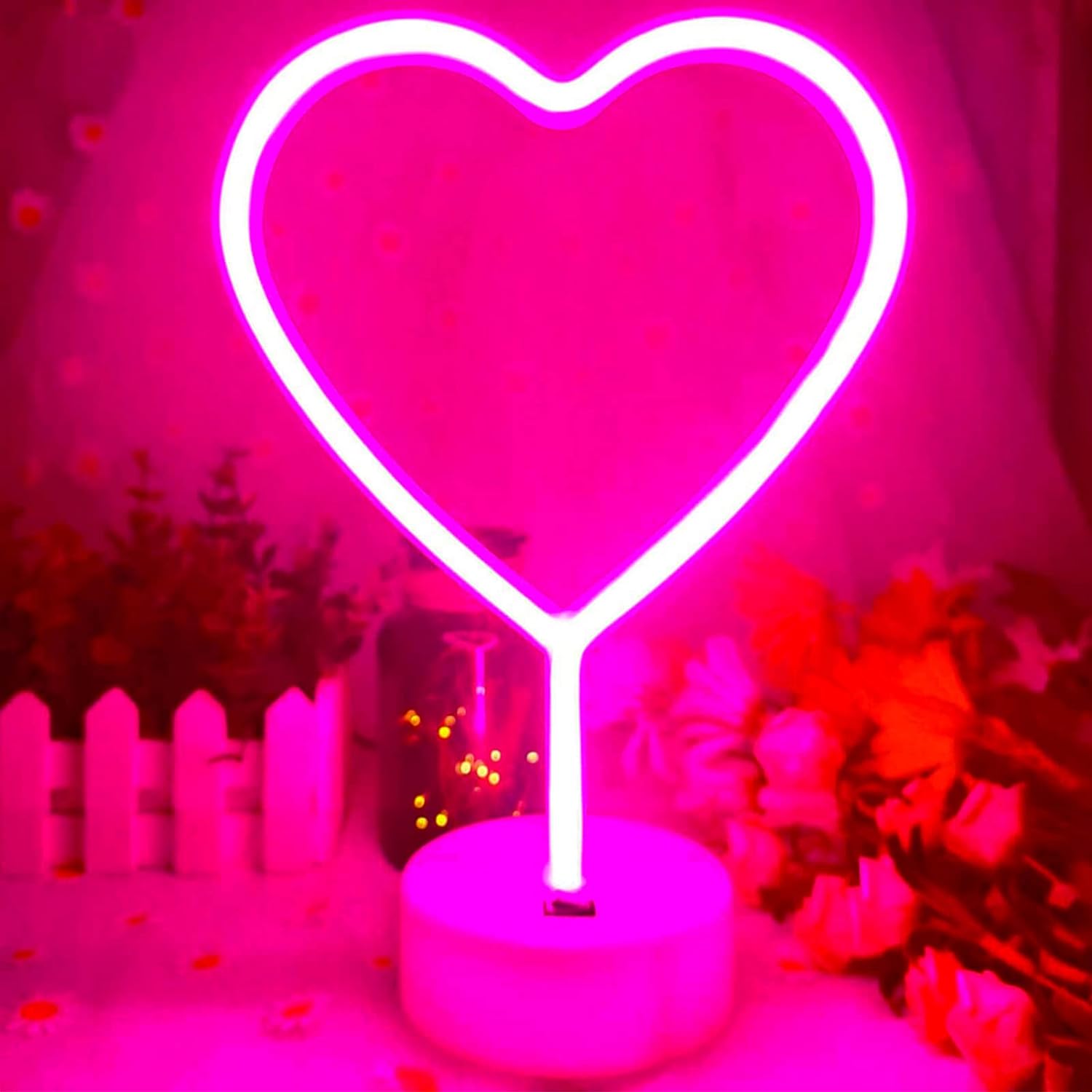 Neon Heart Light Heart Neon Sign Pink Heart Led Light with Base, Light ...
