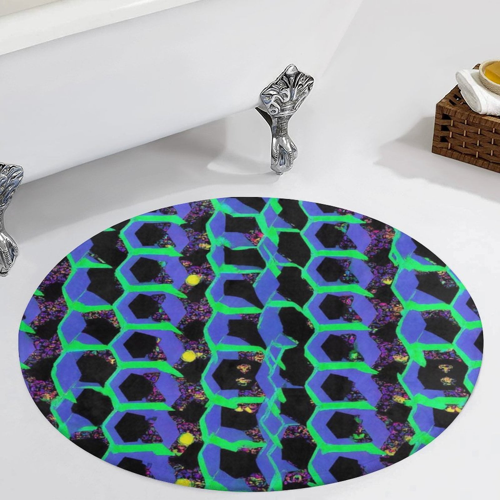 Neon Hexagonal Pattern Area Round Carpet Living Room Bedroom Rugs Door ...