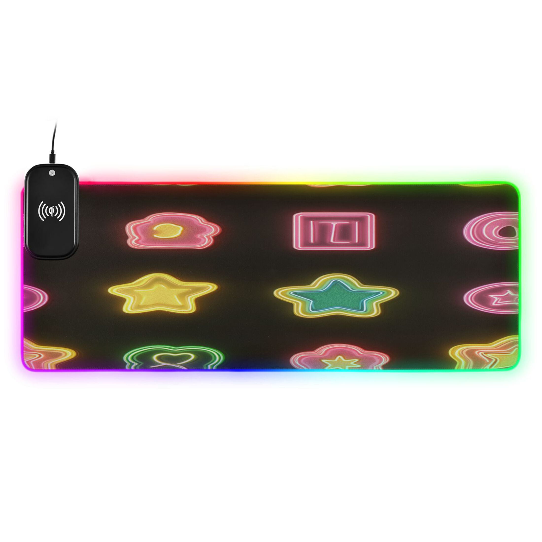 Neon Icon Stars Large RGB Gaming Mouse Pad with Fast Wireless Charging ...
