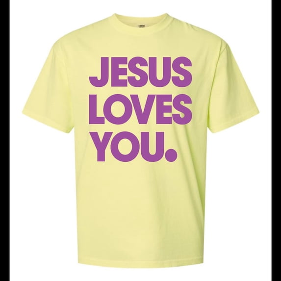 Neon Jesus Loves You Christian Shirt, Vibrant Faith Graphic Tee, Bold ...