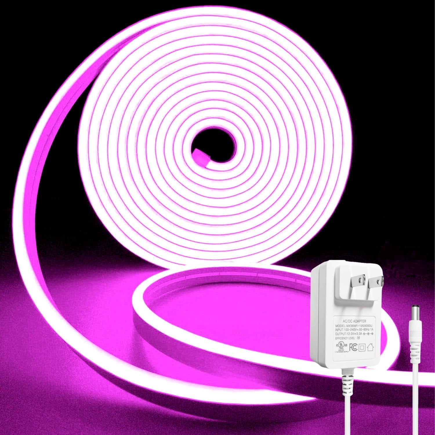 Neon LED Strip Light Pink, 16.4ft/5m Flexible Neon Rope Light with ...