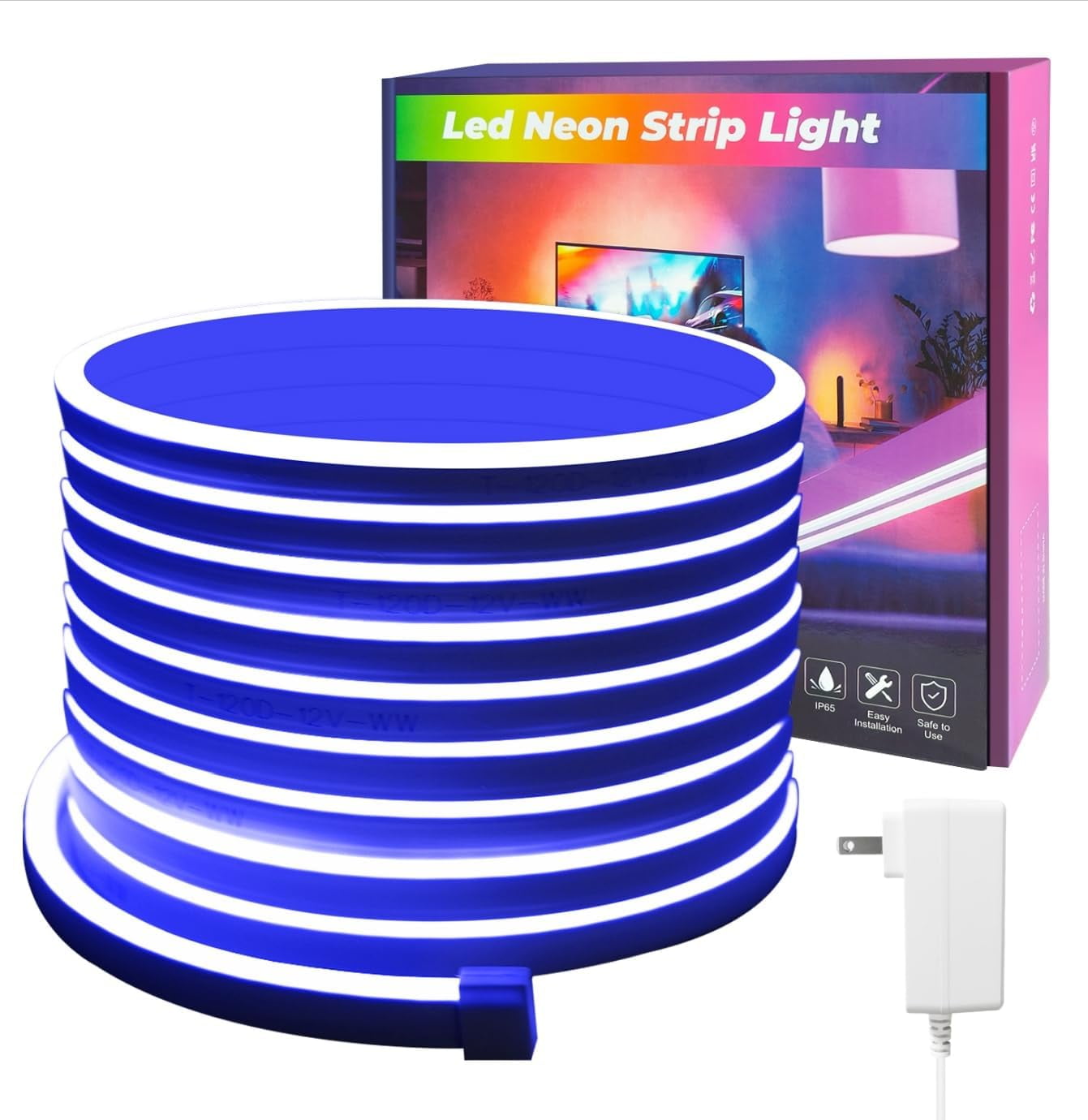 Neon LED Strip Lights Blue, 16.4ft/5m LED Rope Lights for Bedroom with ...