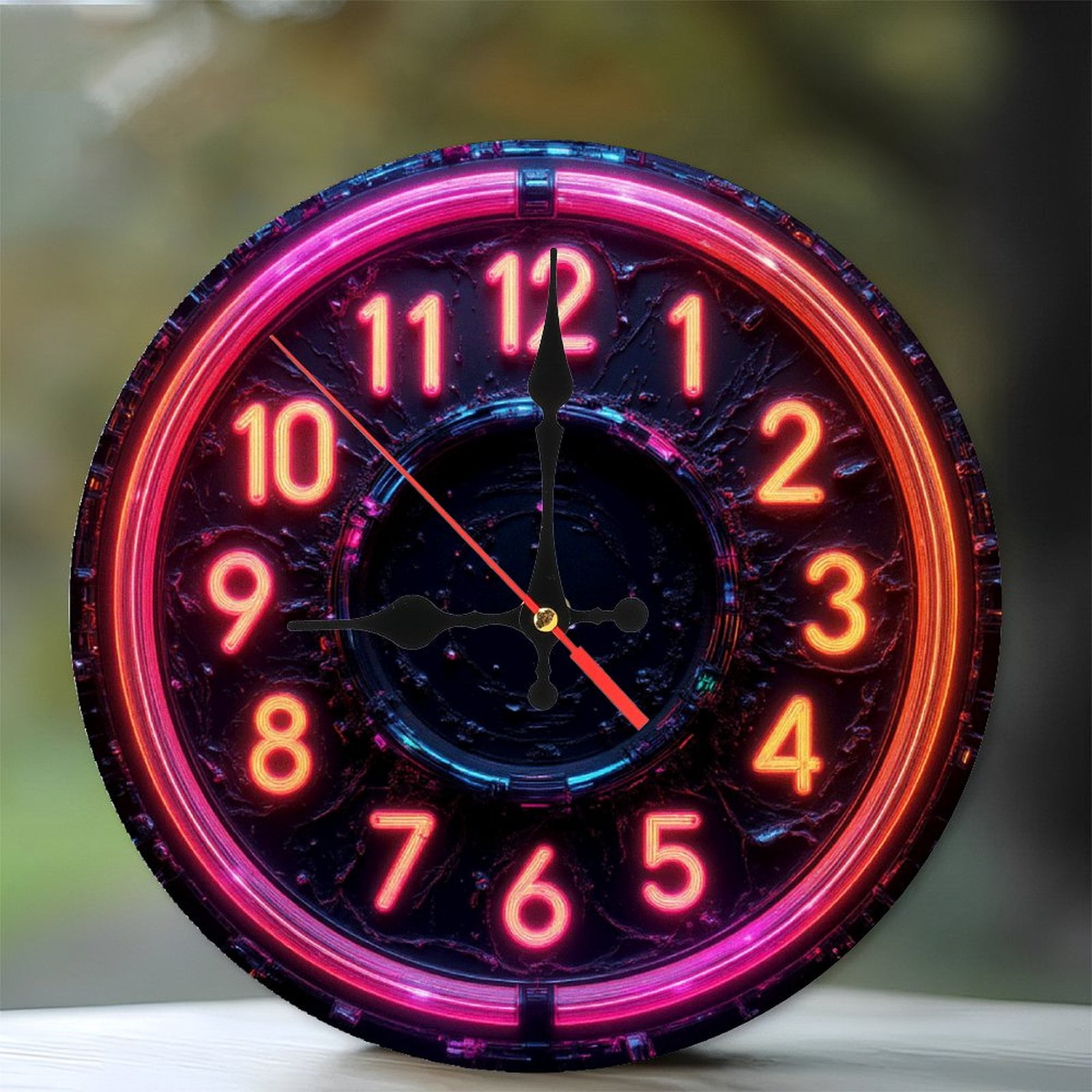 Neon LED Wall Clock with Modern Design And Clear Display 10-Inch Silent ...