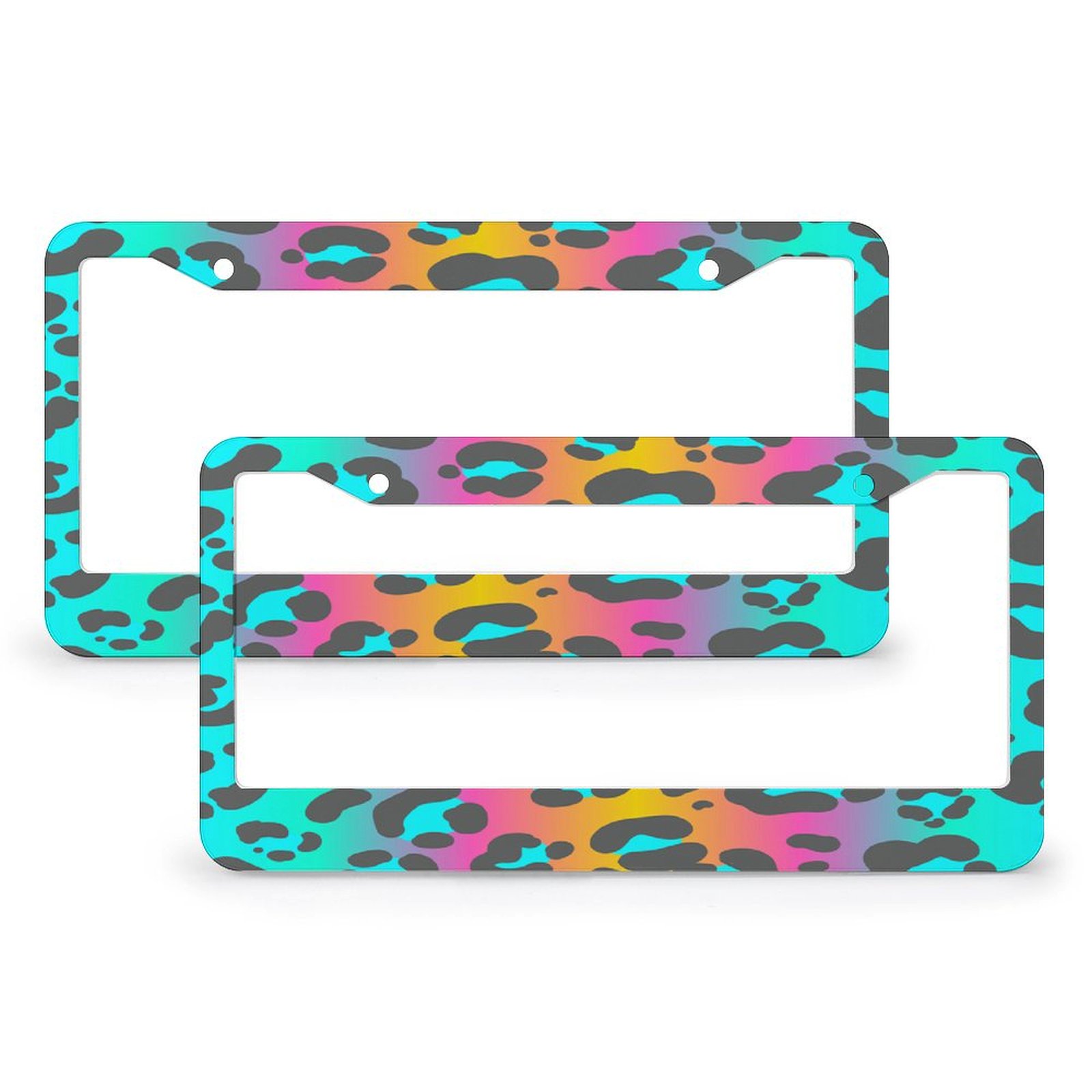 Neon Leopard Seamless Pattern Bright Colored License Plate Frames ...