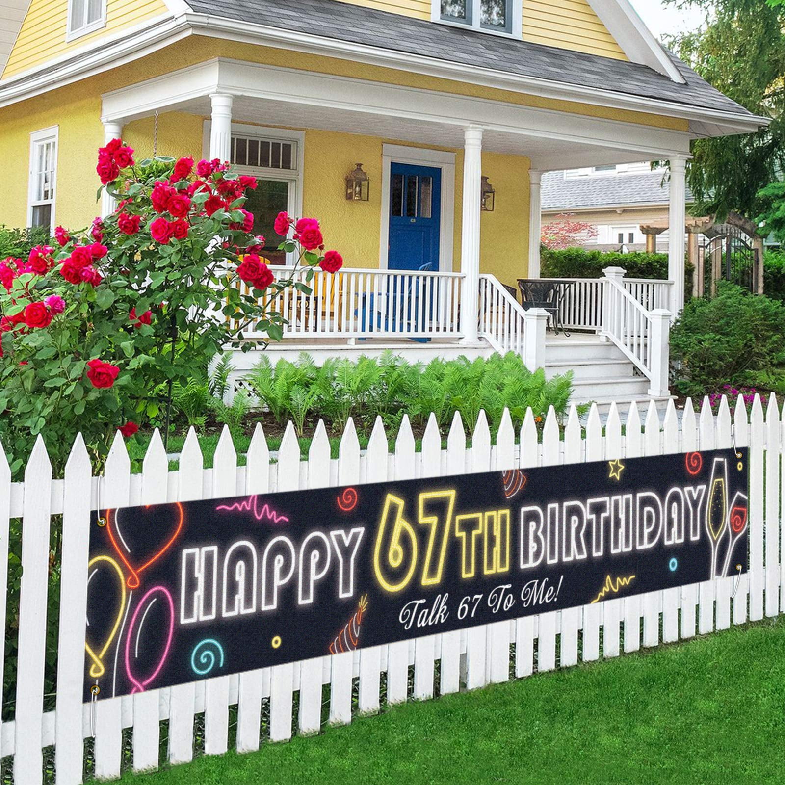 Neon Letters Happy 67th CM31 Birthday Large Banner, Talk 67 to Me Porch ...
