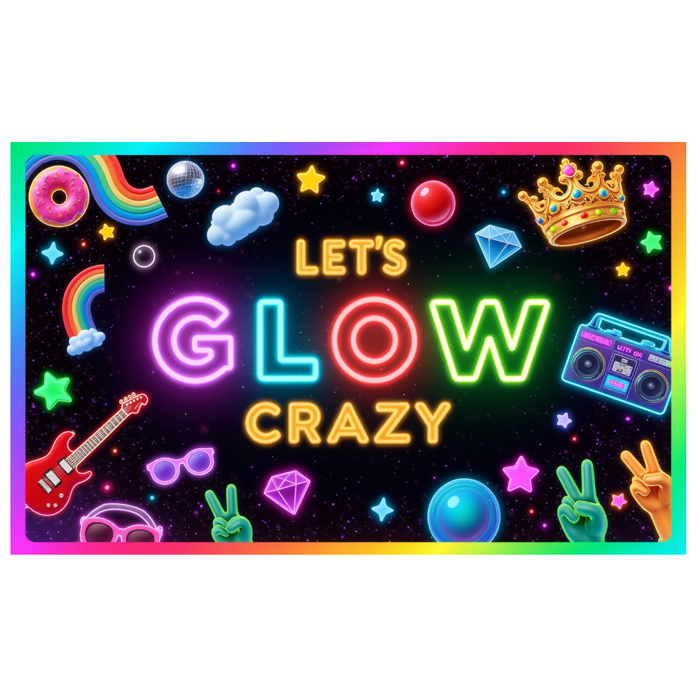 Neon Lights Glow Party Banner Retro Design Disco Theme for Birthday ...
