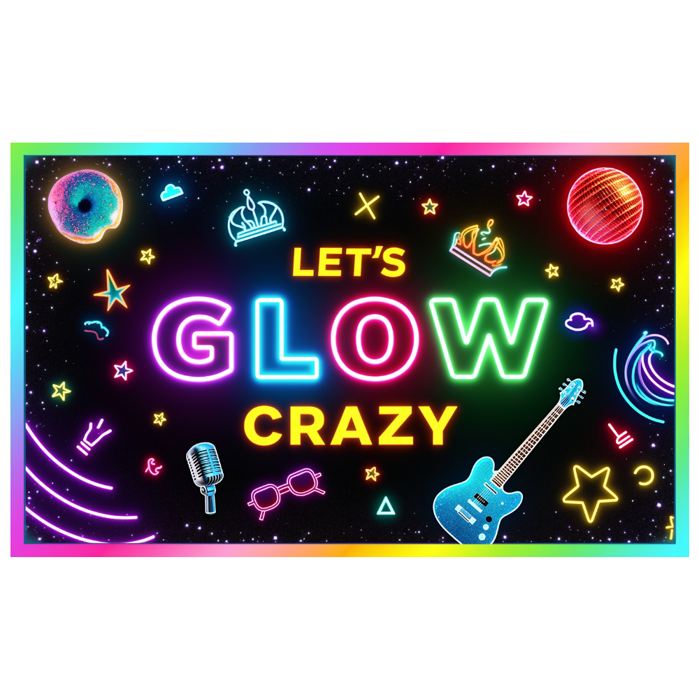 Neon Lights Glow Party Banner Retro Design Disco Theme for Birthday ...