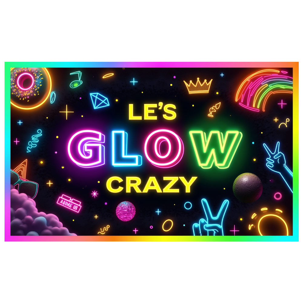 Neon Lights Glow Party Banner Retro Design Disco Theme for Birthday ...