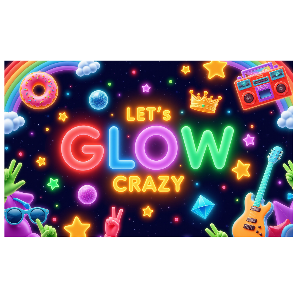 Neon Lights Glow Party Banner Retro Design Disco Theme for Birthday ...