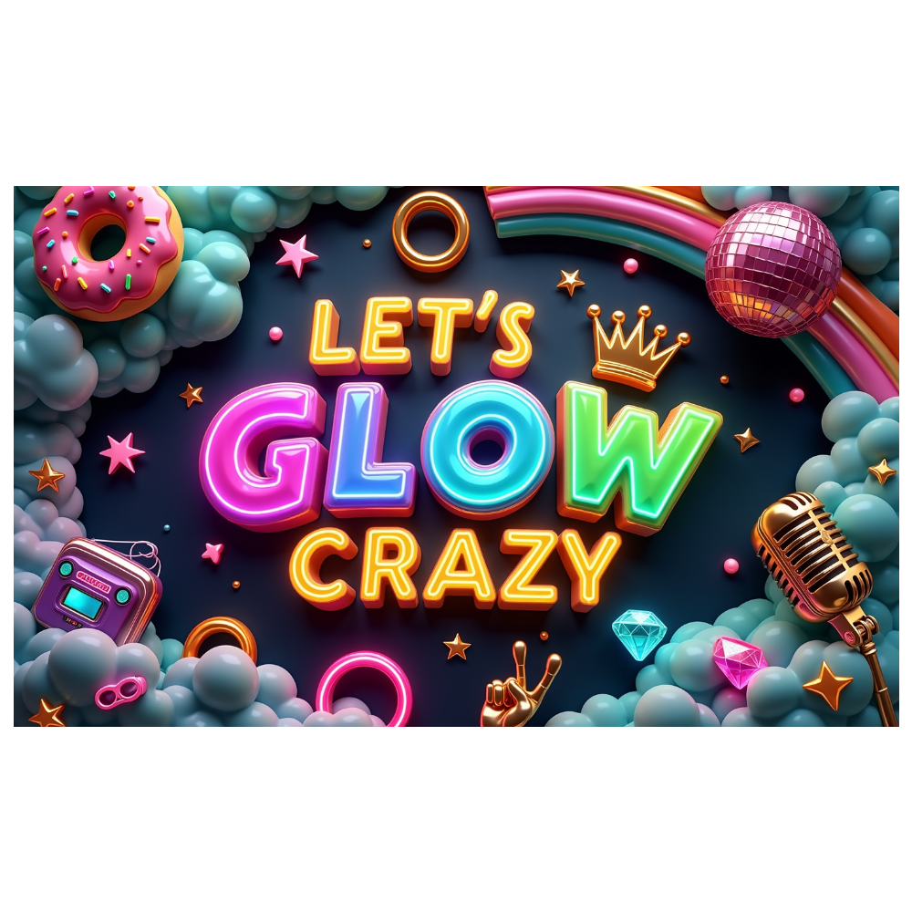 Neon Lights Glow Party Banner Retro Design Disco Theme for Birthday ...