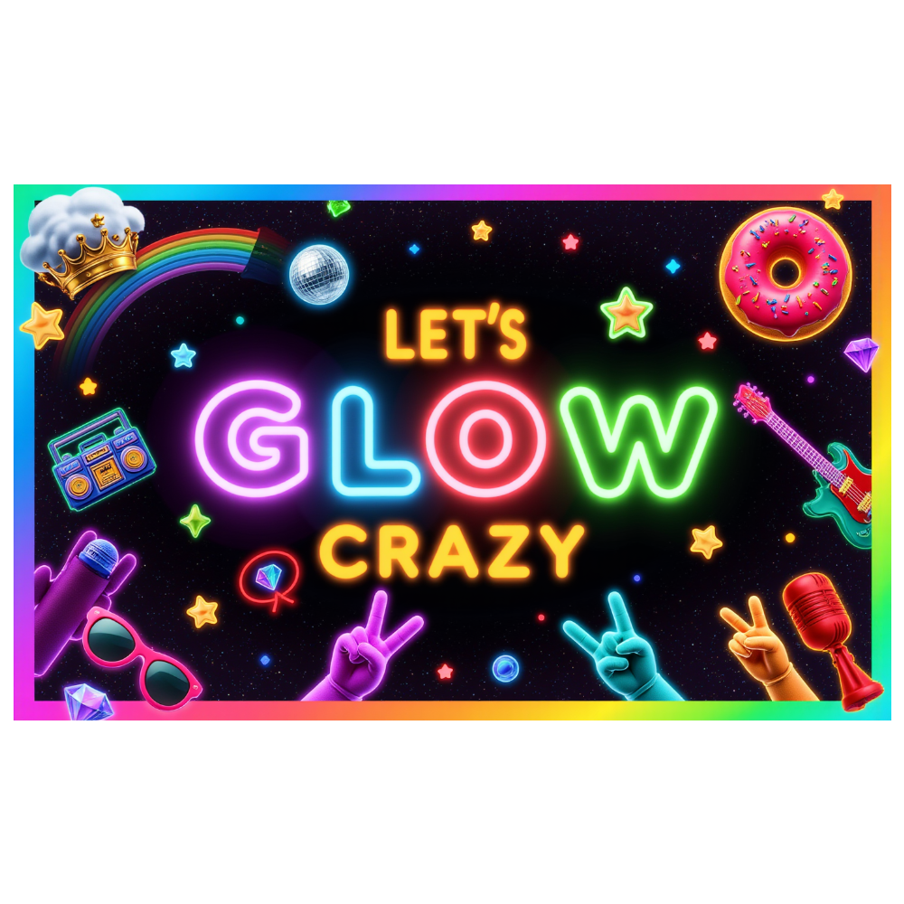 Neon Lights Glow Party Banner Retro Design Disco Theme for Birthday ...