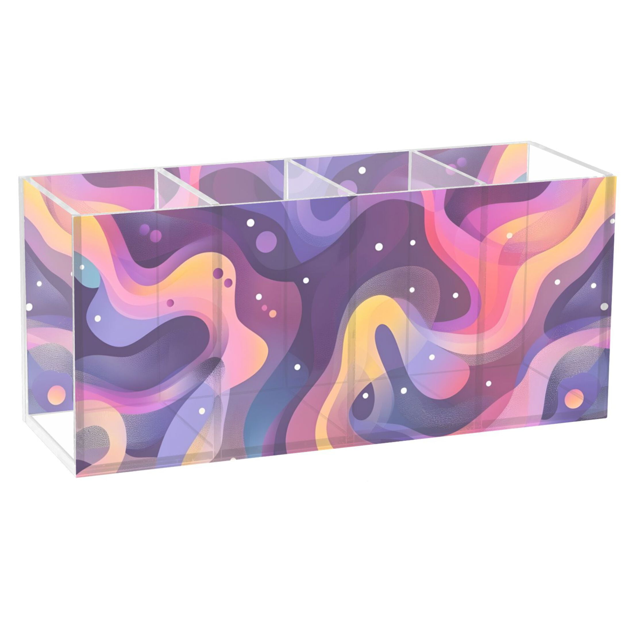 Neon Liquid Wave Acrylic Pen Holder 4 Compartments Clear Pencil ...