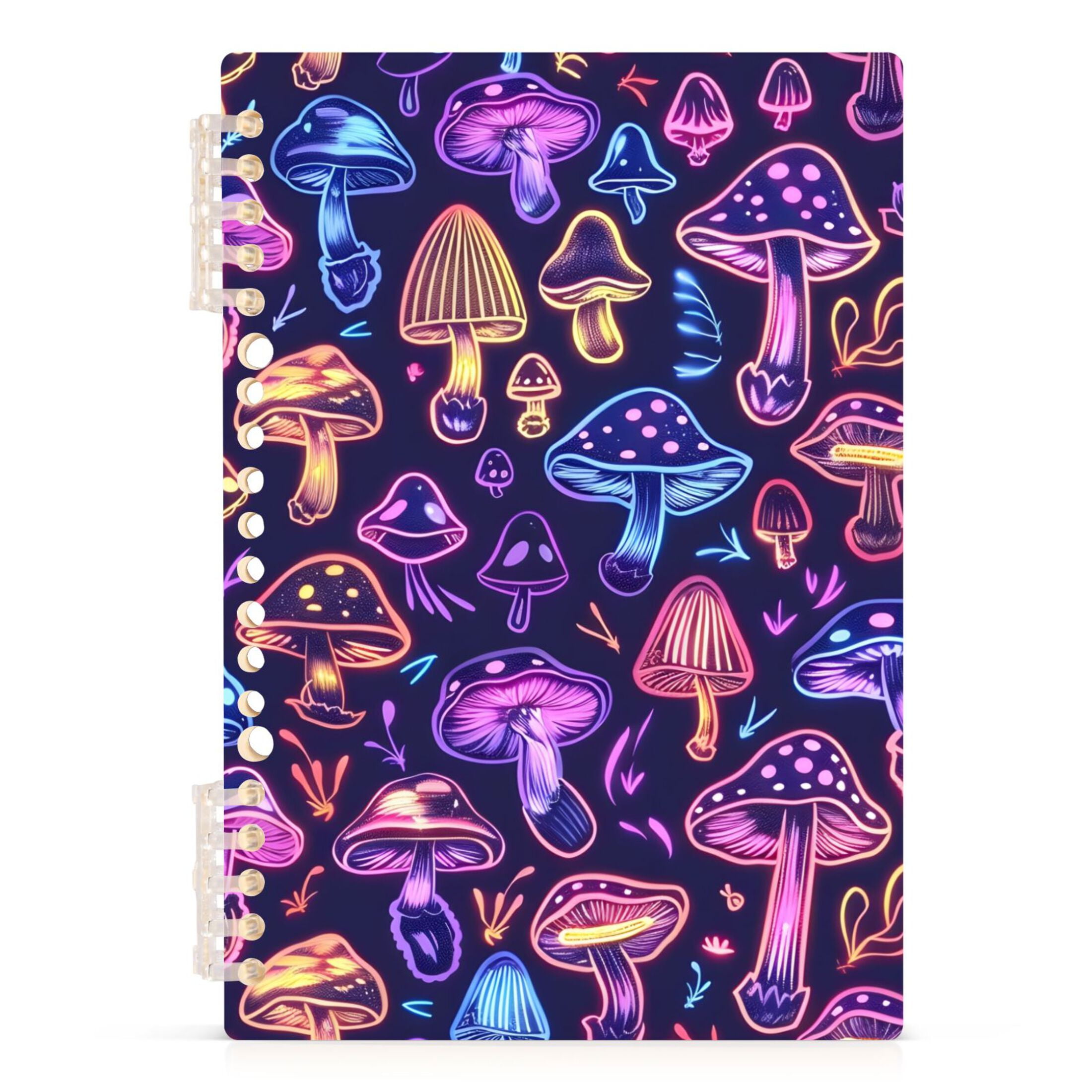 Neon Little Mushrooms Spiral Notebooks 60 Sheets 120 Pages A5 Journal ...