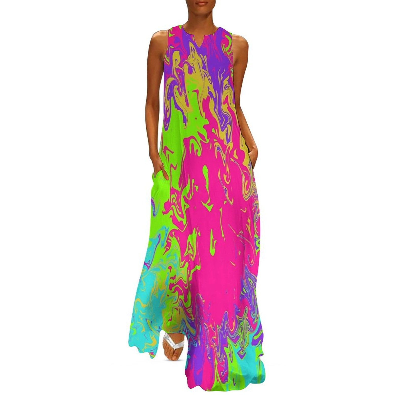 Neon Long Dress Female Clothing Prom Dress Dress Women Elegant Luxury ...