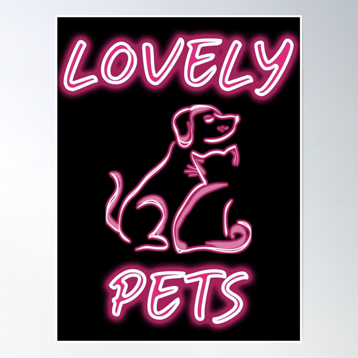 Neon Lovely Pets Poster Wall Art, Modern Wall Decor, 16x24 UNFRAMED ...