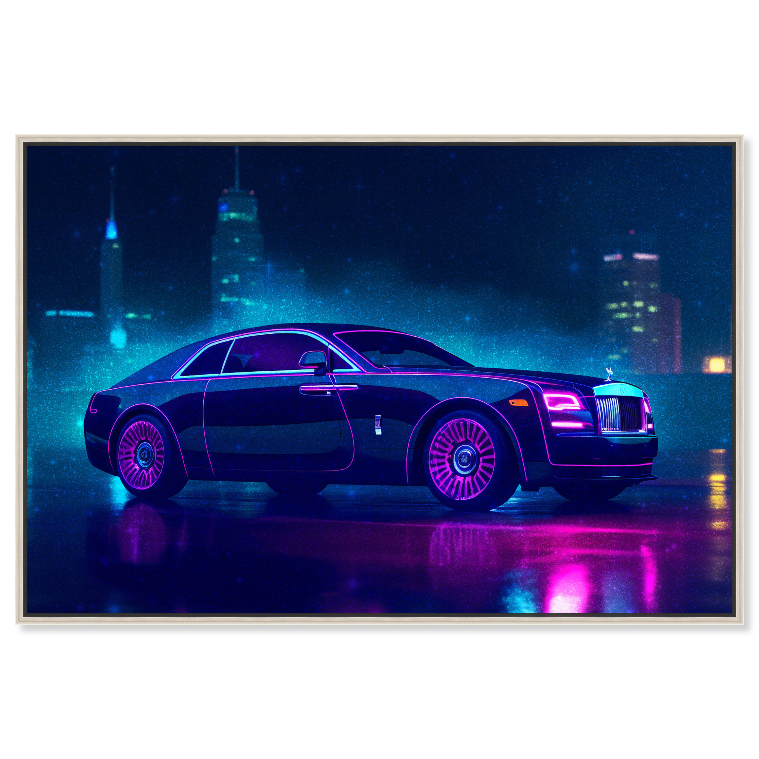 Neon Luxury Car Neon City Art Prints Canvas Wall Art by Notoriart ...