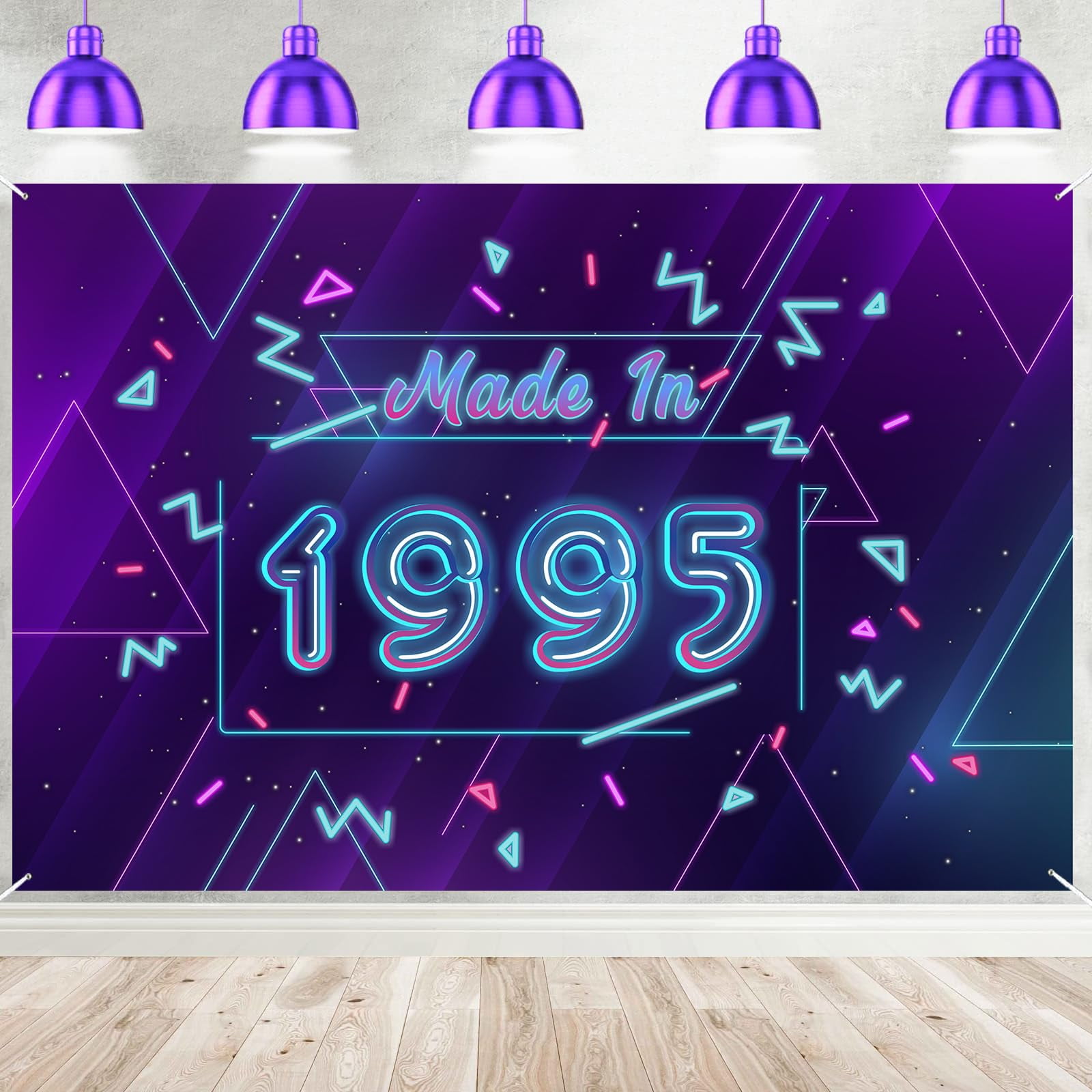 Neon Made In FEV6 1995 Birthday Banner Backdrop Let Glow Party Neon ...