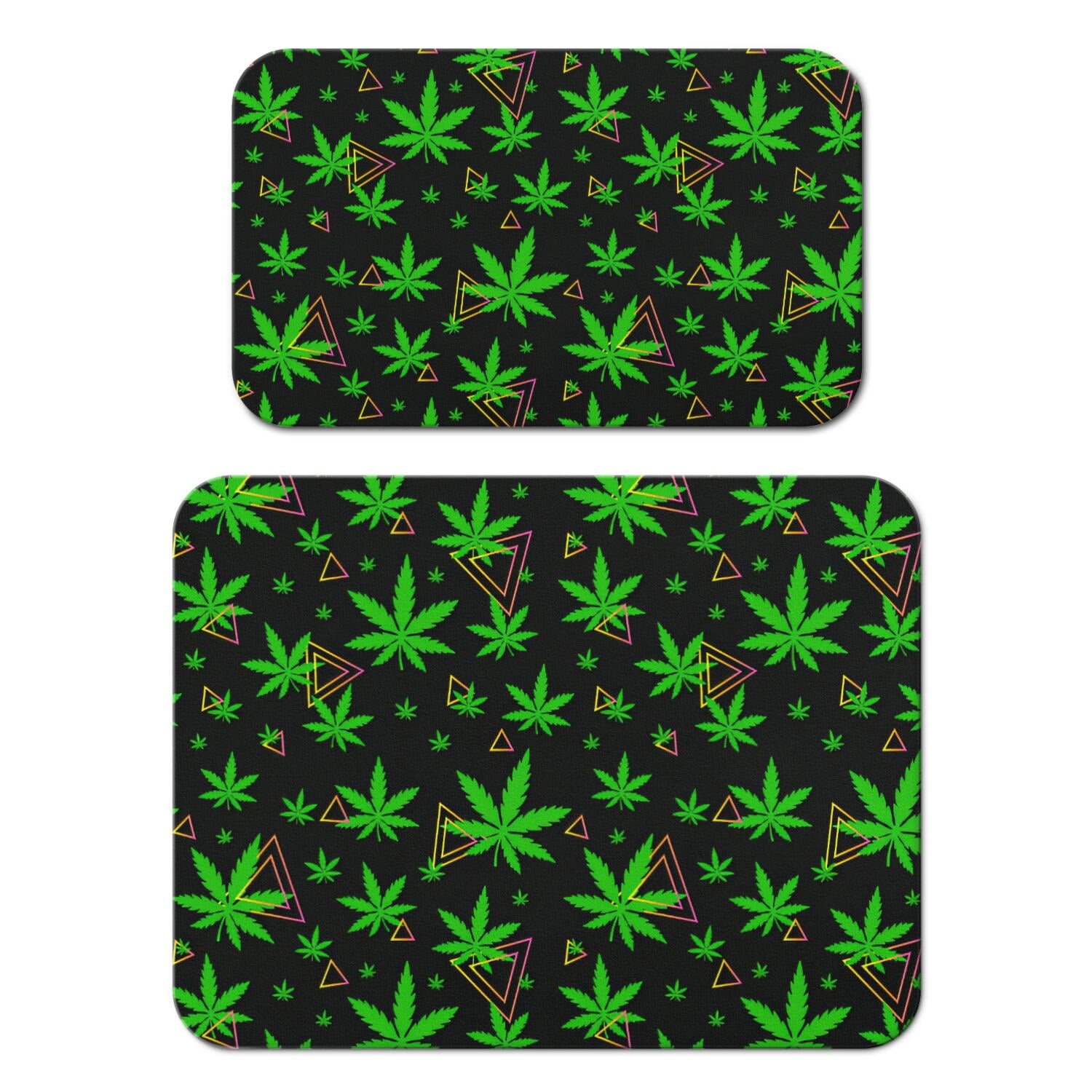 Neon Marijuana Leaf Glow in the Dark Kitchen Mat, Weed Leaf Dish Drying ...