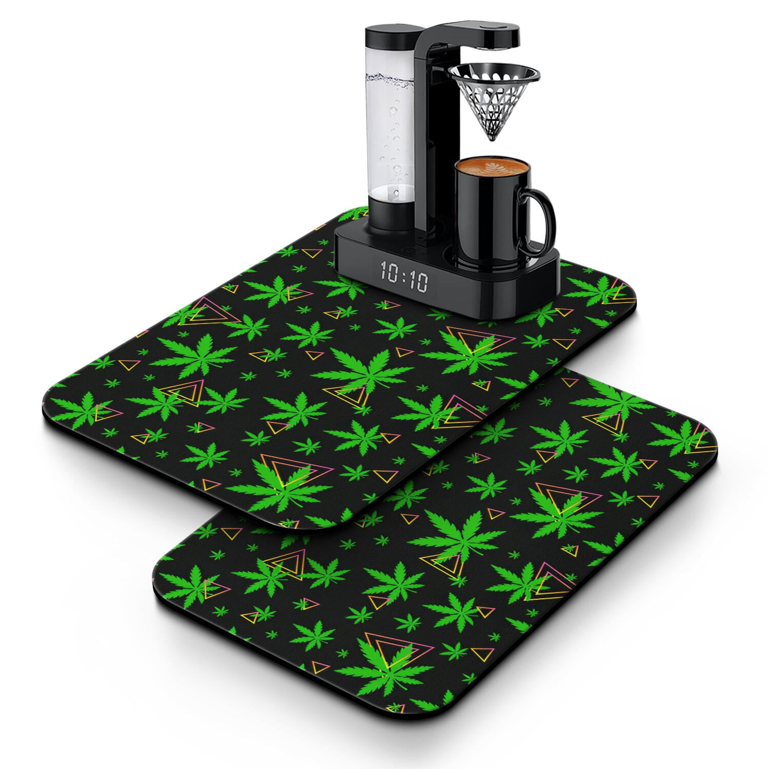 Neon Marijuana Leaf Glow in the Dark Kitchen Mat, Weed Leaf Dish Drying ...