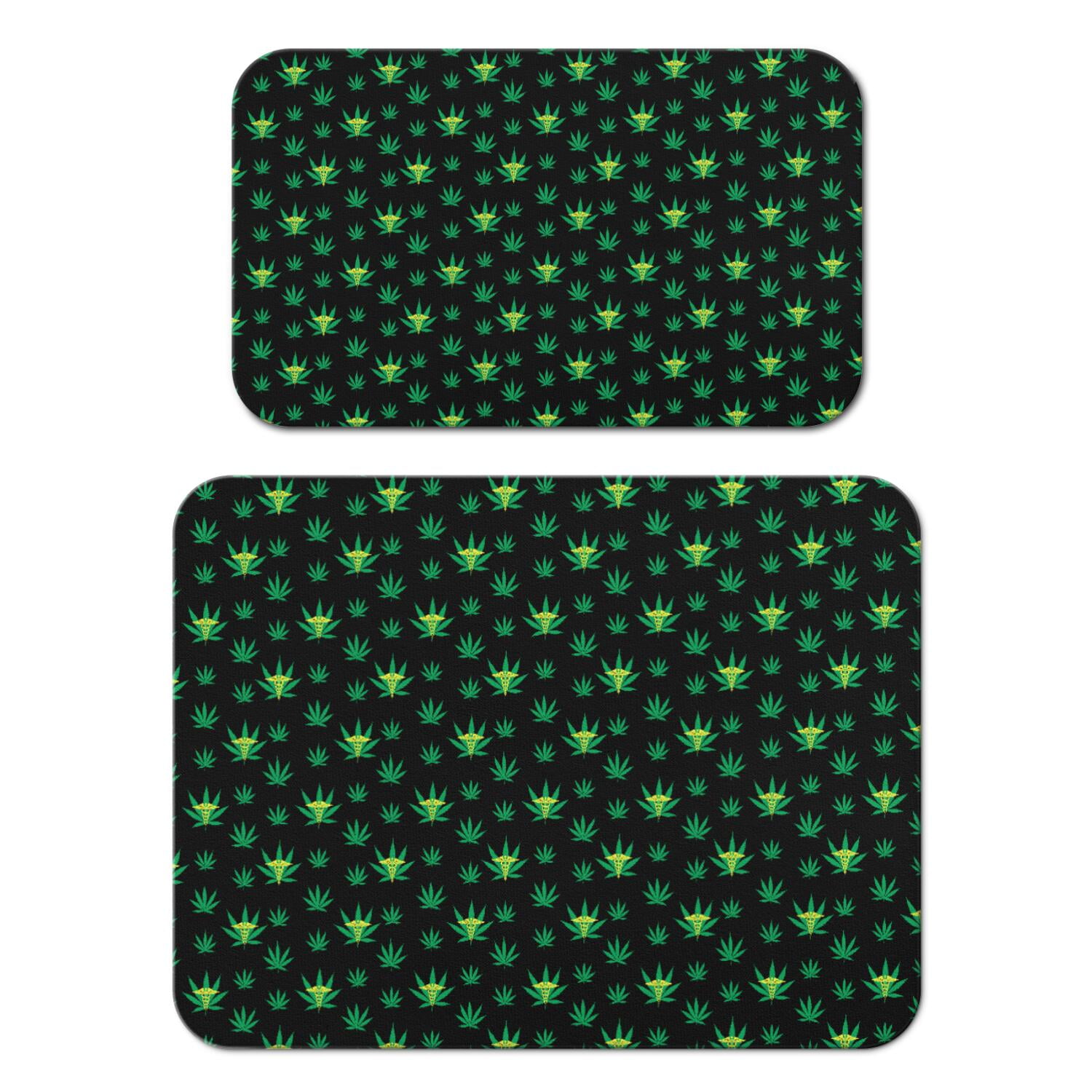 Neon Marijuana Leaf Glow in the Dark Kitchen Mat, Weed Leaf Dish Drying ...