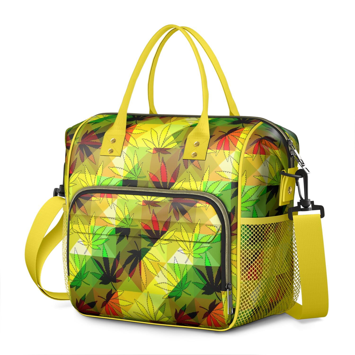 Neon Marijuana Leaf Glow in The Dark Lunch Bag - Large Leakproof Cooler ...