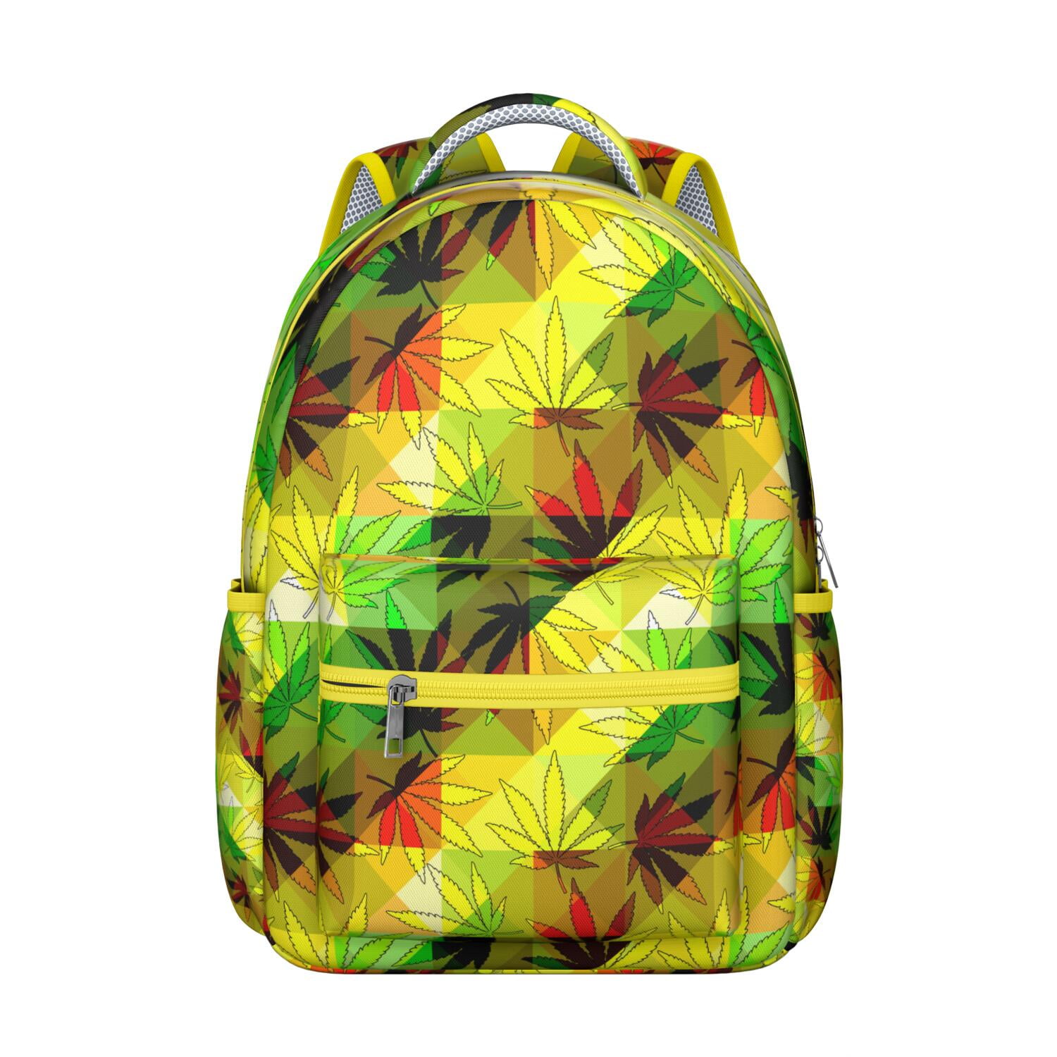Neon Marijuana Leaf Glow in the Dark Backpack - Stylish Waterproof ...