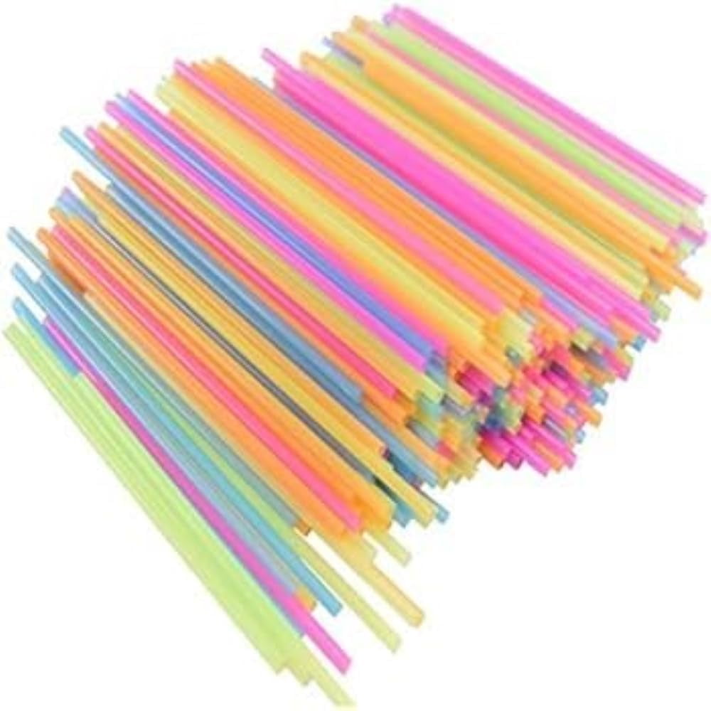 Neon Mini Sip Straws - 5 Inch Plastic Cocktail & Coffee Stirrers - 300 ...