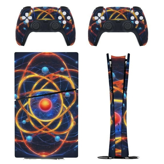 Neon Molecular Abstract Console Skin Bundle for PS5 Pro Slim Disc ...