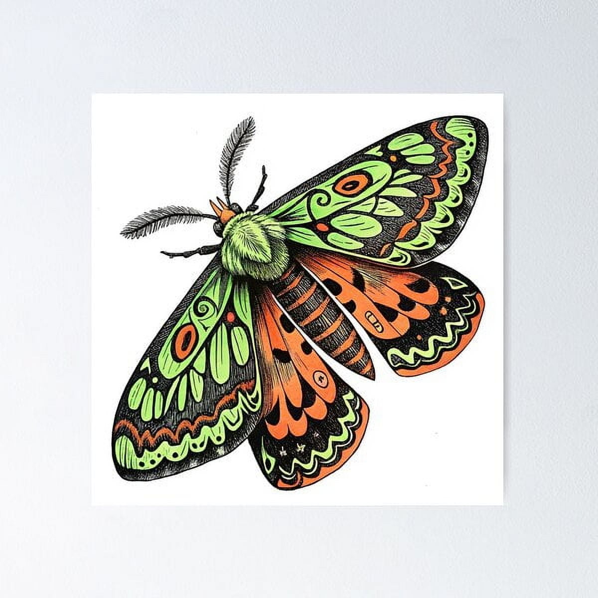 Neon Moth Wing Art Print - Mystic Moth Poster Wall Art, Modern Wall ...