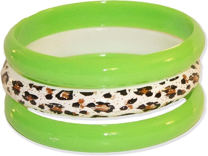 Neon Nation 3 Pack Bangles with Cheetah Print 80s Style - Walmart.com