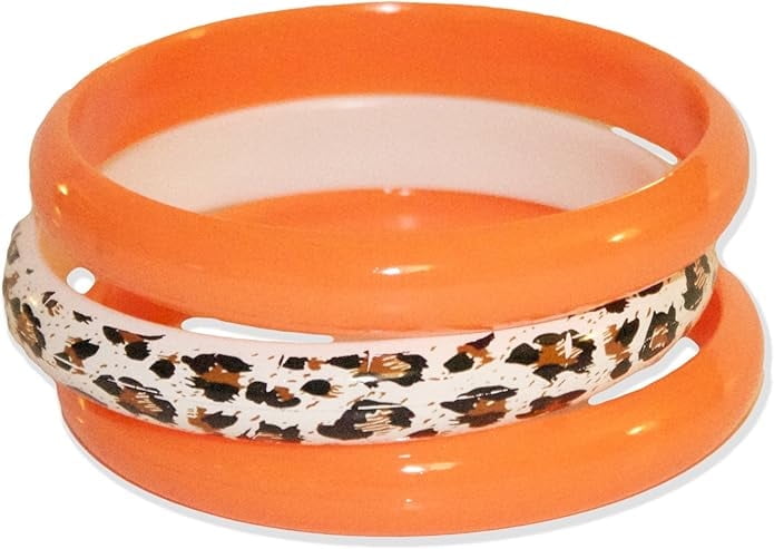 Neon Nation 3 Pack Bangles with Cheetah Print 80s Style - Walmart.com