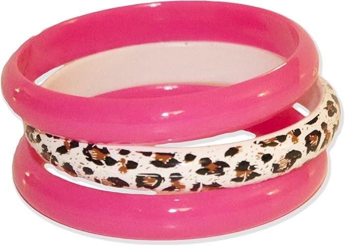 Neon Nation 3 Pack Bangles with Cheetah Print 80s Style - Walmart.com
