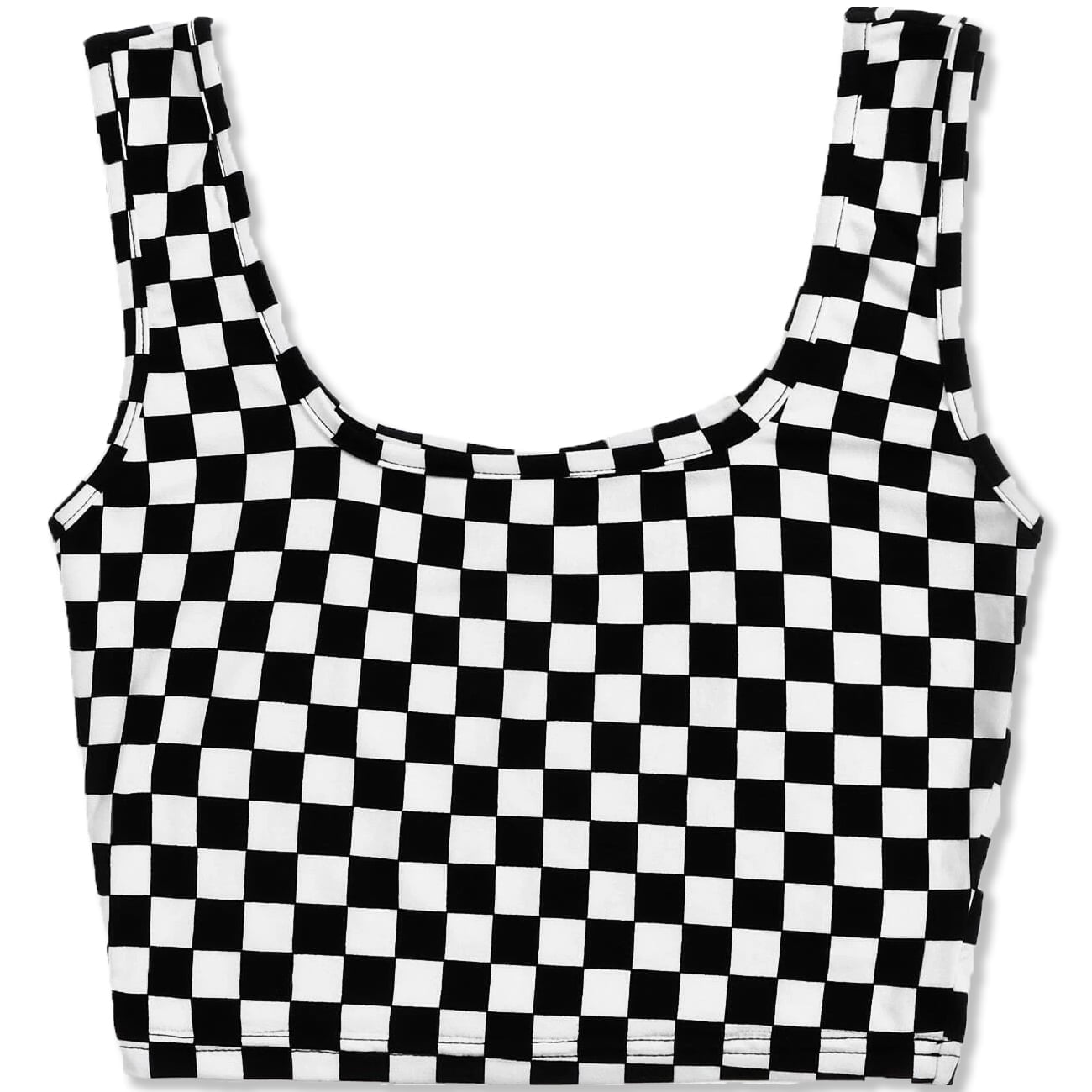 Neon Nation Black and White Checker Print Sleeveless Crop Top - Walmart.com