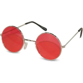 Round Sunglasses - Small (43mm) Gold Frame / Red Mirror Lens - Walmart.com