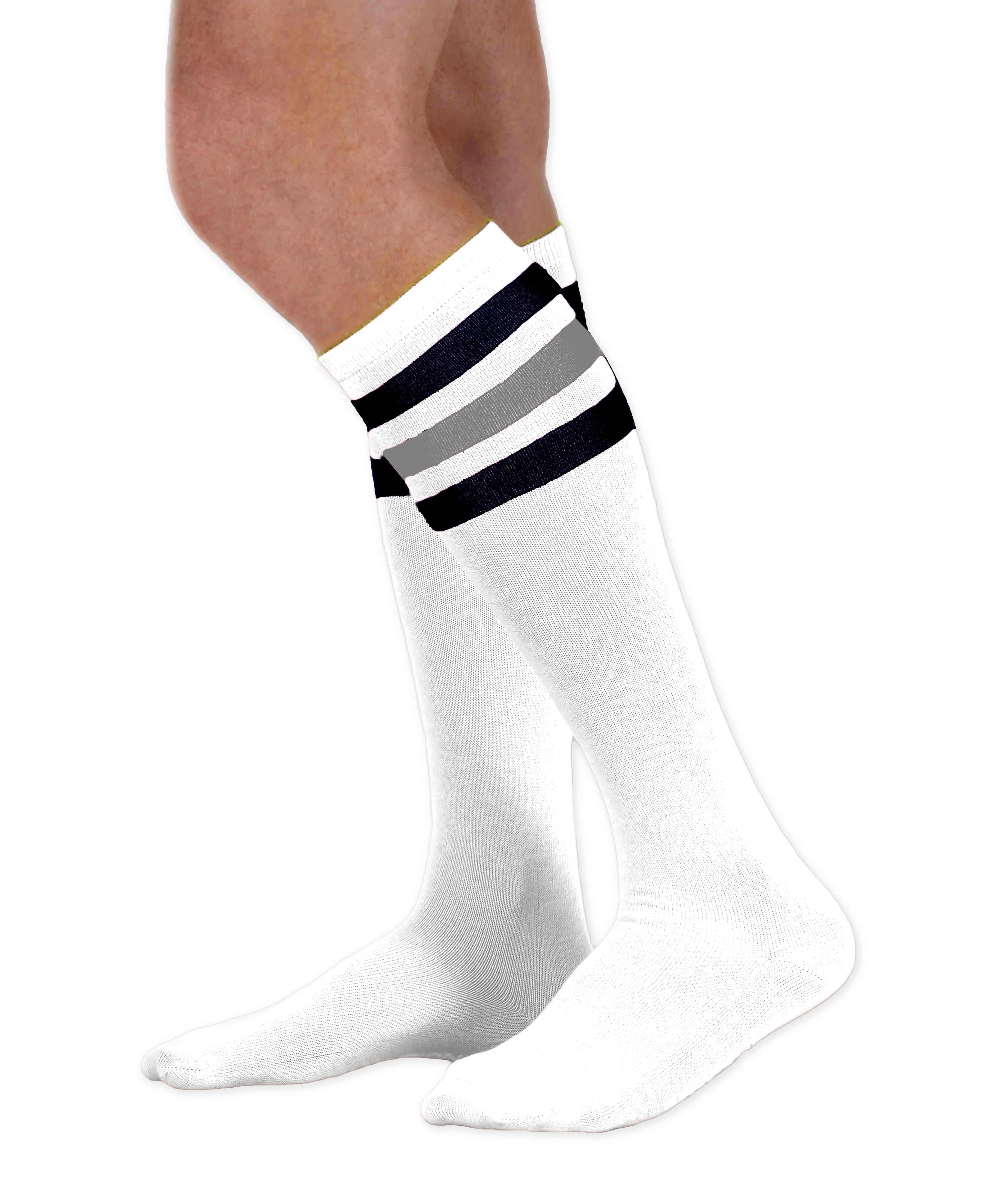 Neon Nation Unisex Adult White Knee High Socks with Various Colored ...