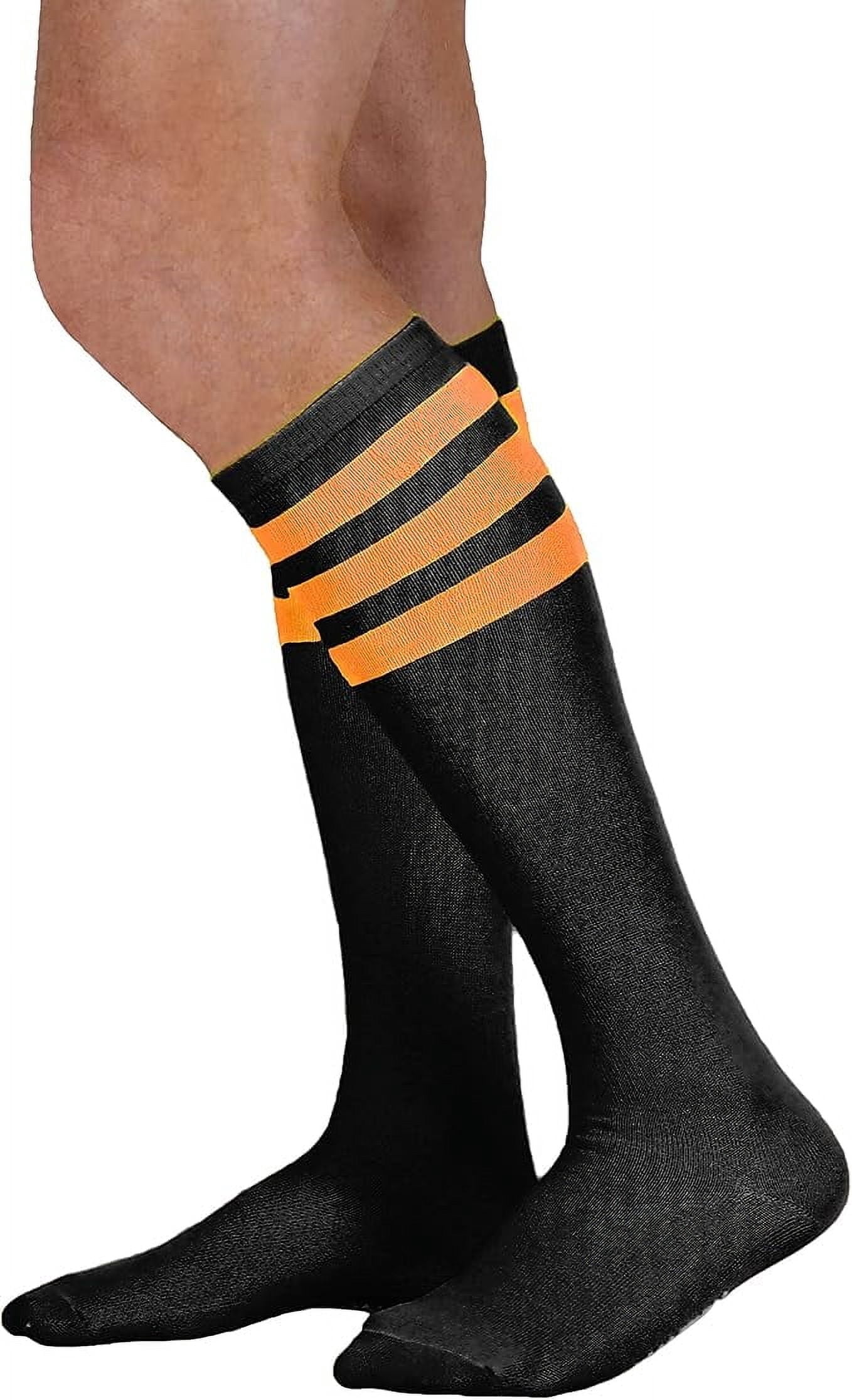 Neon Nation Unisex Black Knee High Tube Sock with Various Colored ...