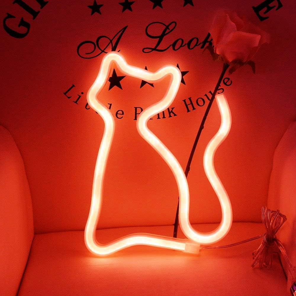 Neon Night Light, LED Neon Signs Night Light Cat Neon Lights Neon ...