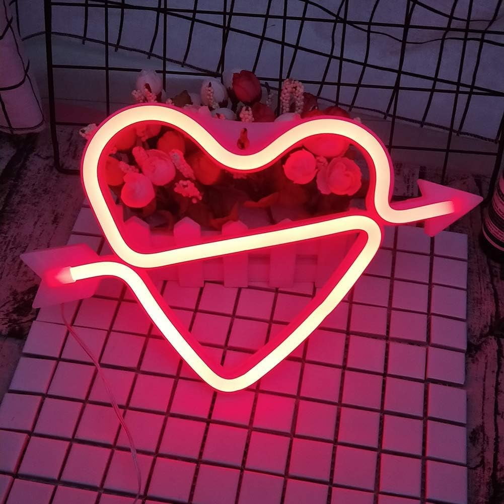 Neon Night Light, LED Neon Signs Night Light Heart Neon Lights Neon ...