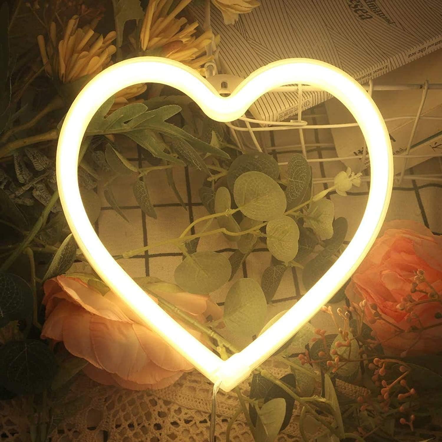 Neon Night Light, LED Neon Signs Night Light Heart Neon Lights Neon ...