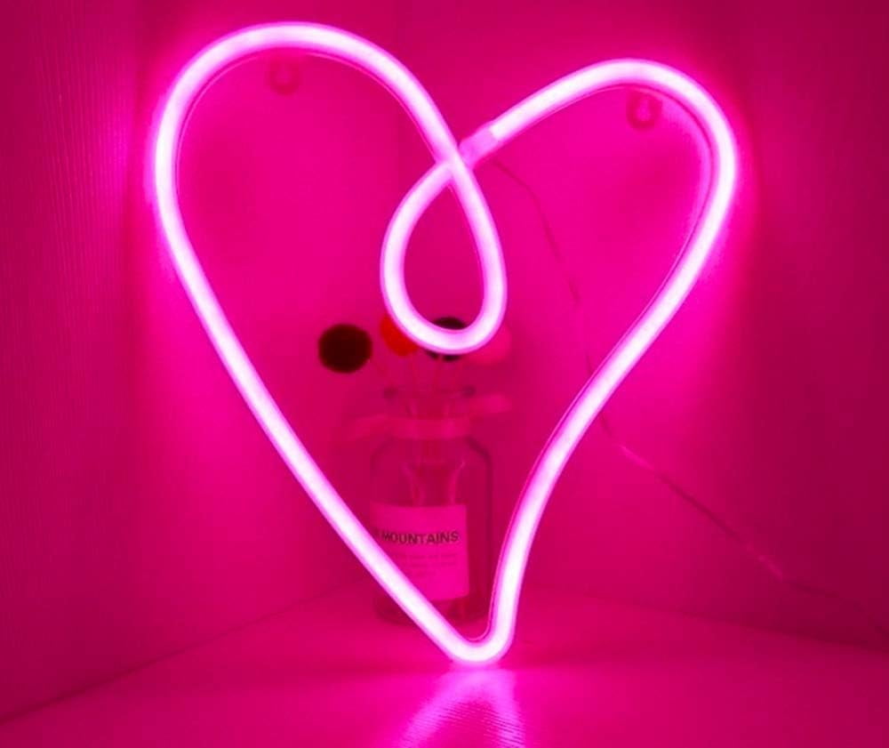 Neon Night Light, LED Neon Signs Night Light Heart Neon Lights Neon ...