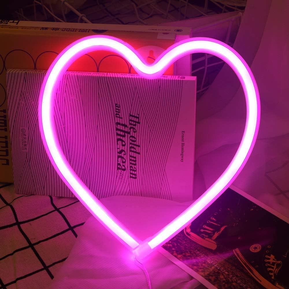 Neon Night Light, LED Neon Signs Night Light Heart Neon Lights Neon ...